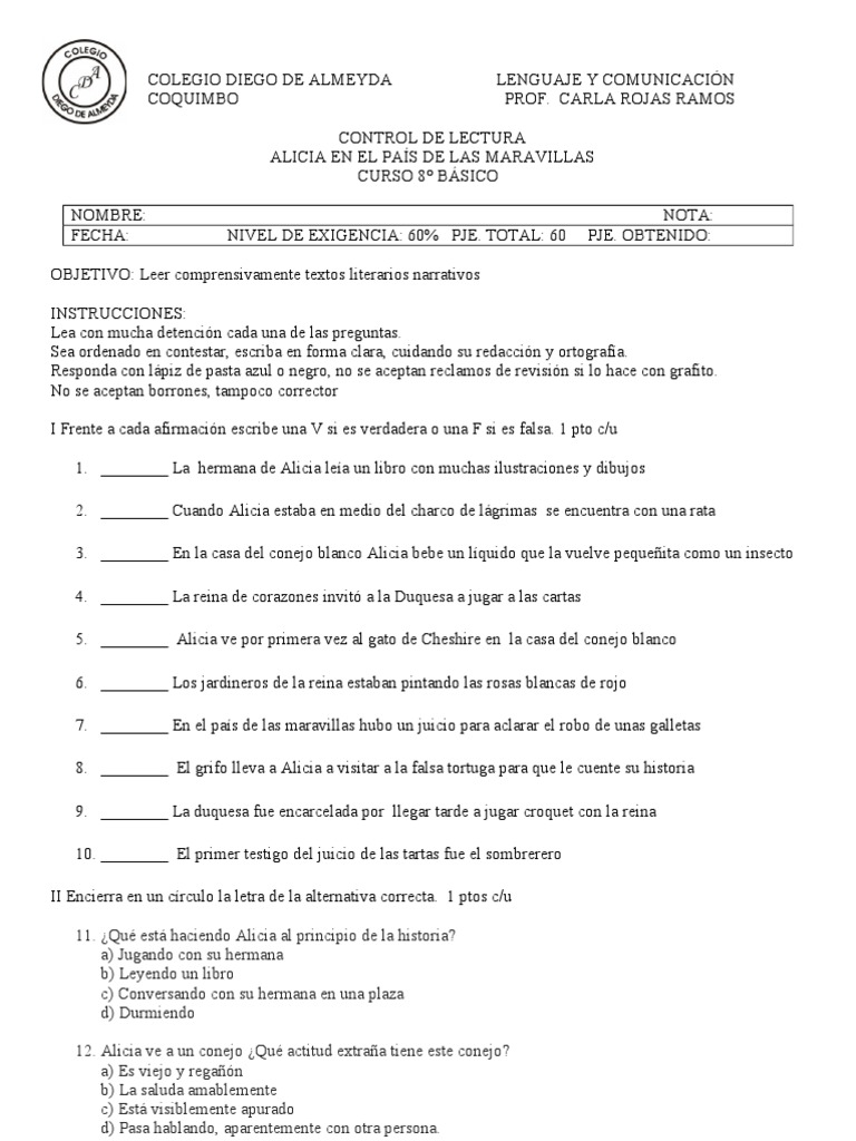 Alicia en El Pais de Las Maravillas | PDF | Las aventuras de Alicia en ...