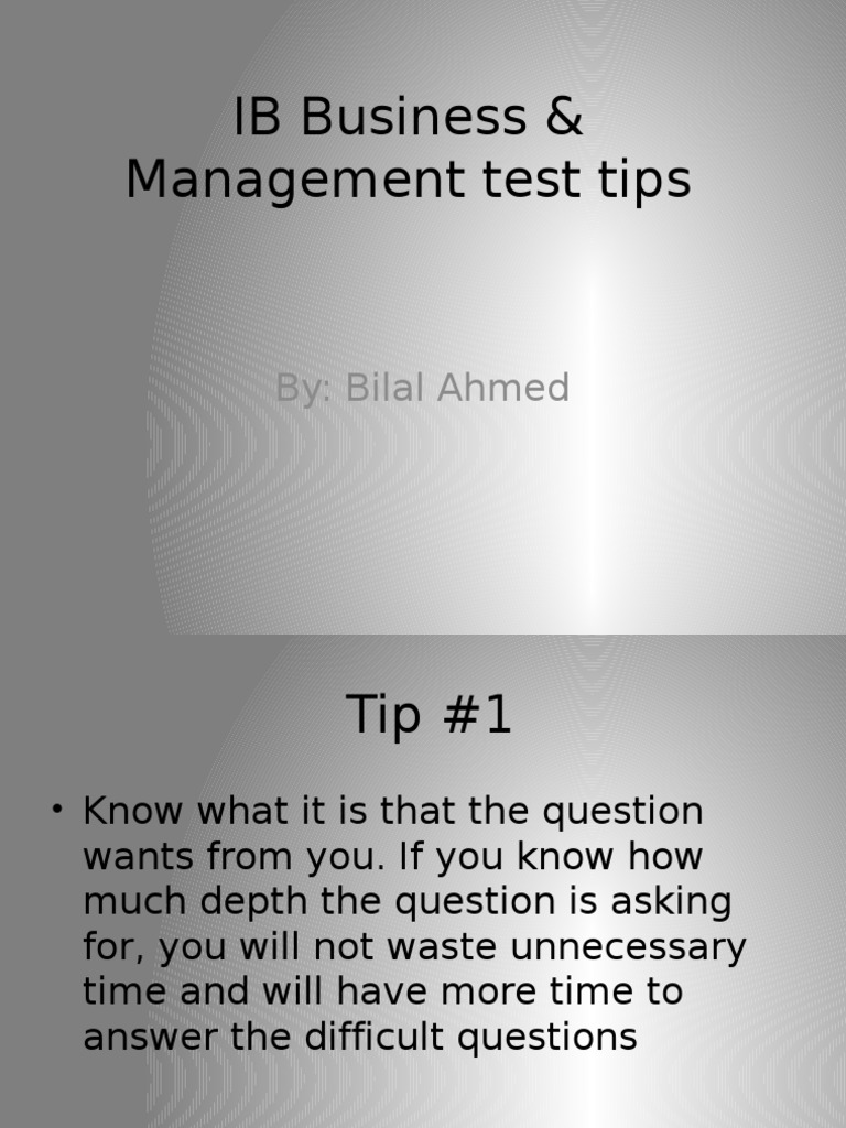 IB Business & Management Test Tips | PDF | Question | Test (Assessment)