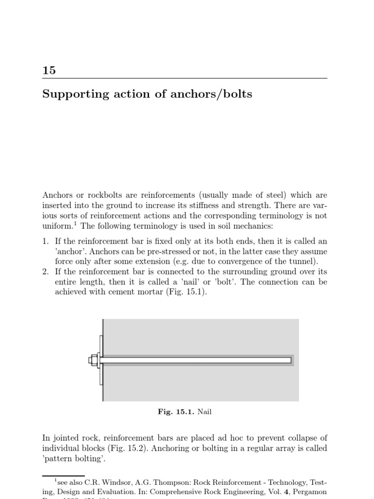 Supporting Action of Anchors Bolts | PDF | Stress (Mechanics) | Tunnel