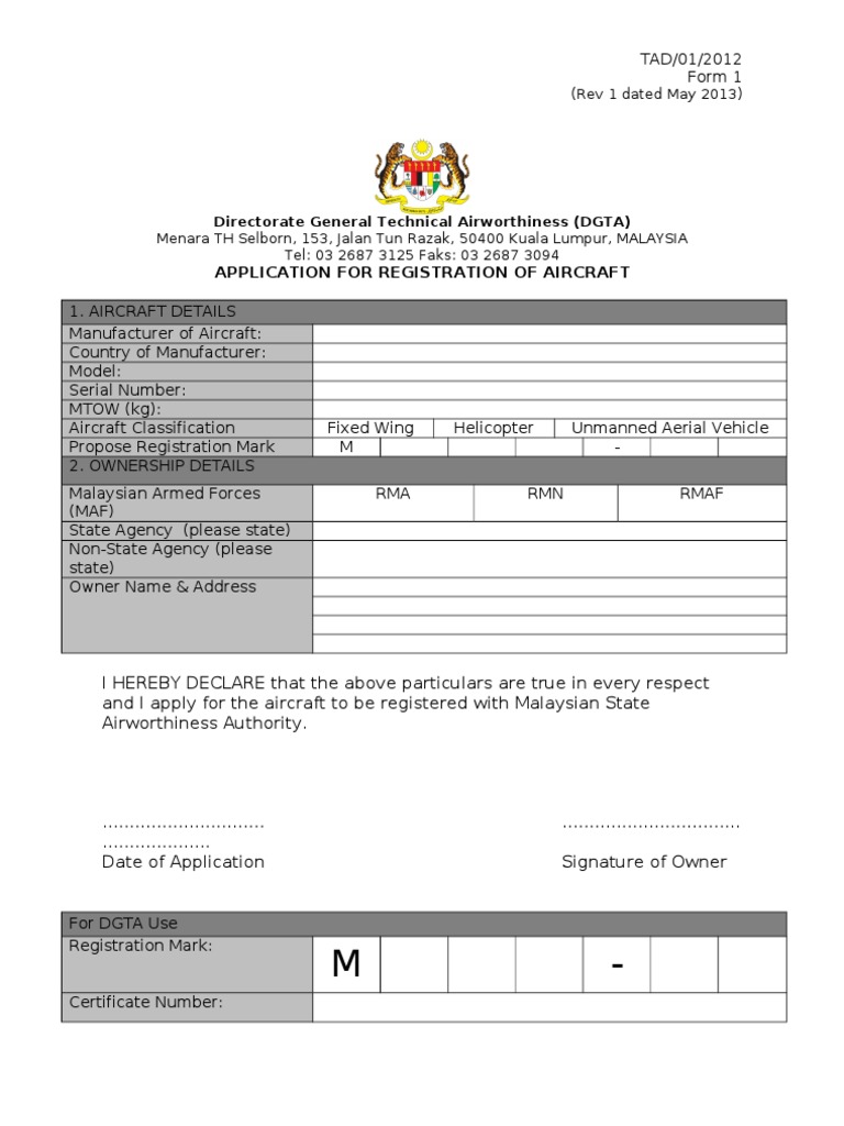 Aircraft Registration Application Form | PDF | Business