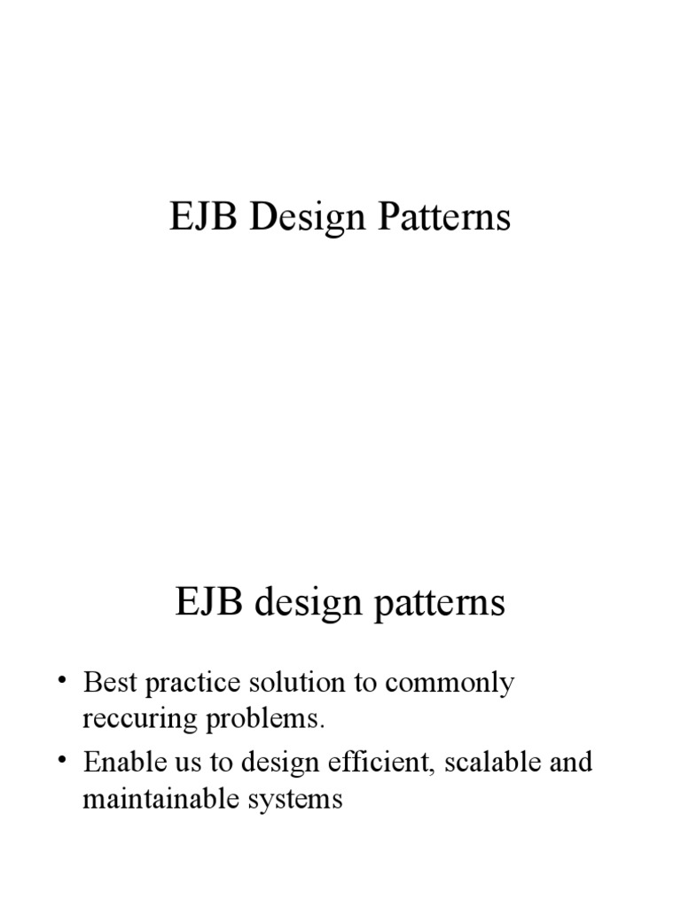 14 EJB Design Patterns | PDF | Enterprise Java Beans | Object (Computer Science)