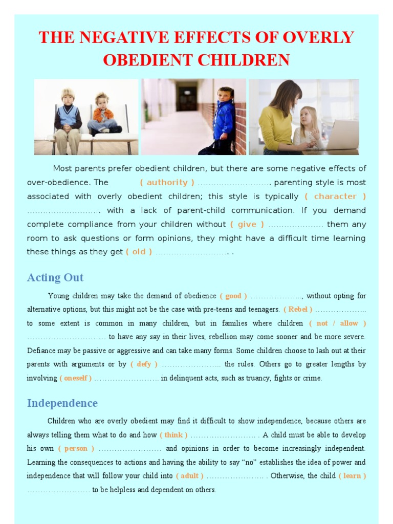 The Negative Effects of Overly Obedient Children | PDF | Parenting ...