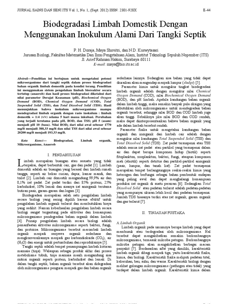 Biodegradasi Limbah Domestik | PDF