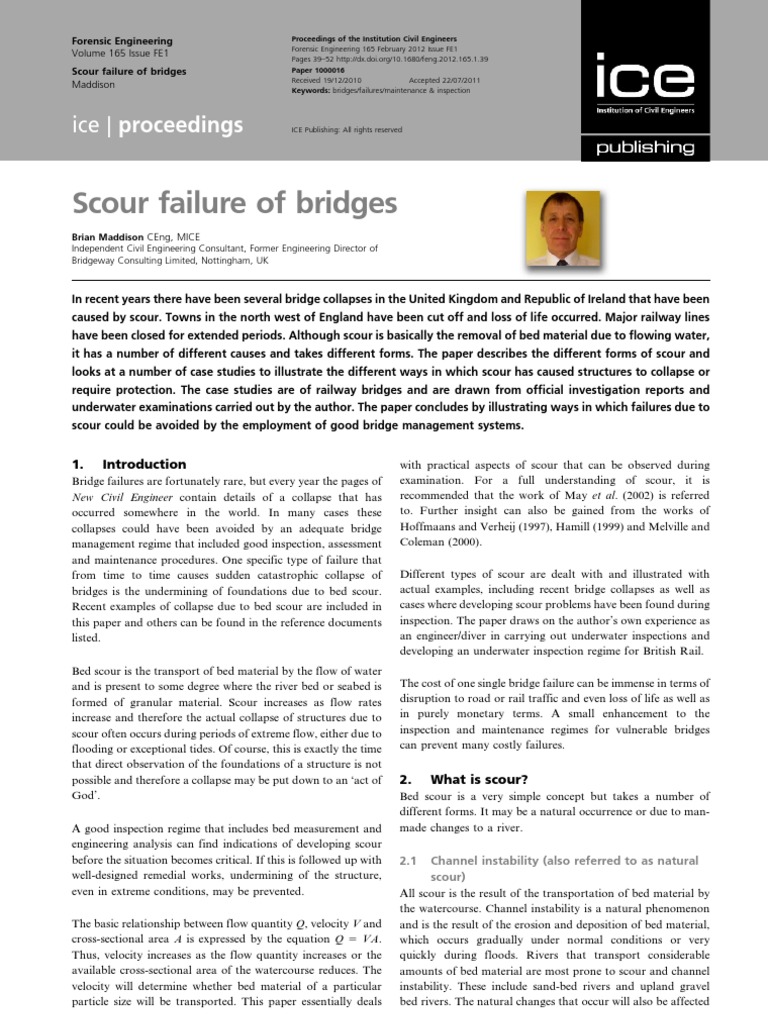 Scour Failure of Bridges | PDF | River | Erosion