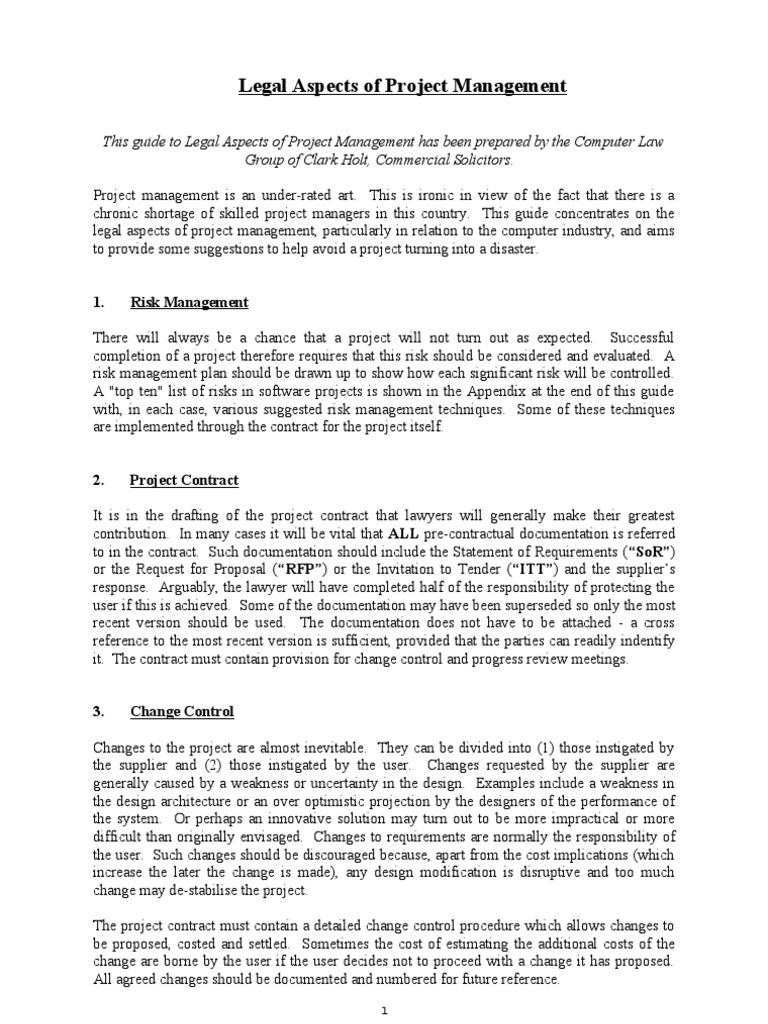 Legal Aspects Project Management 0208 | PDF | Project Management | Risk ...