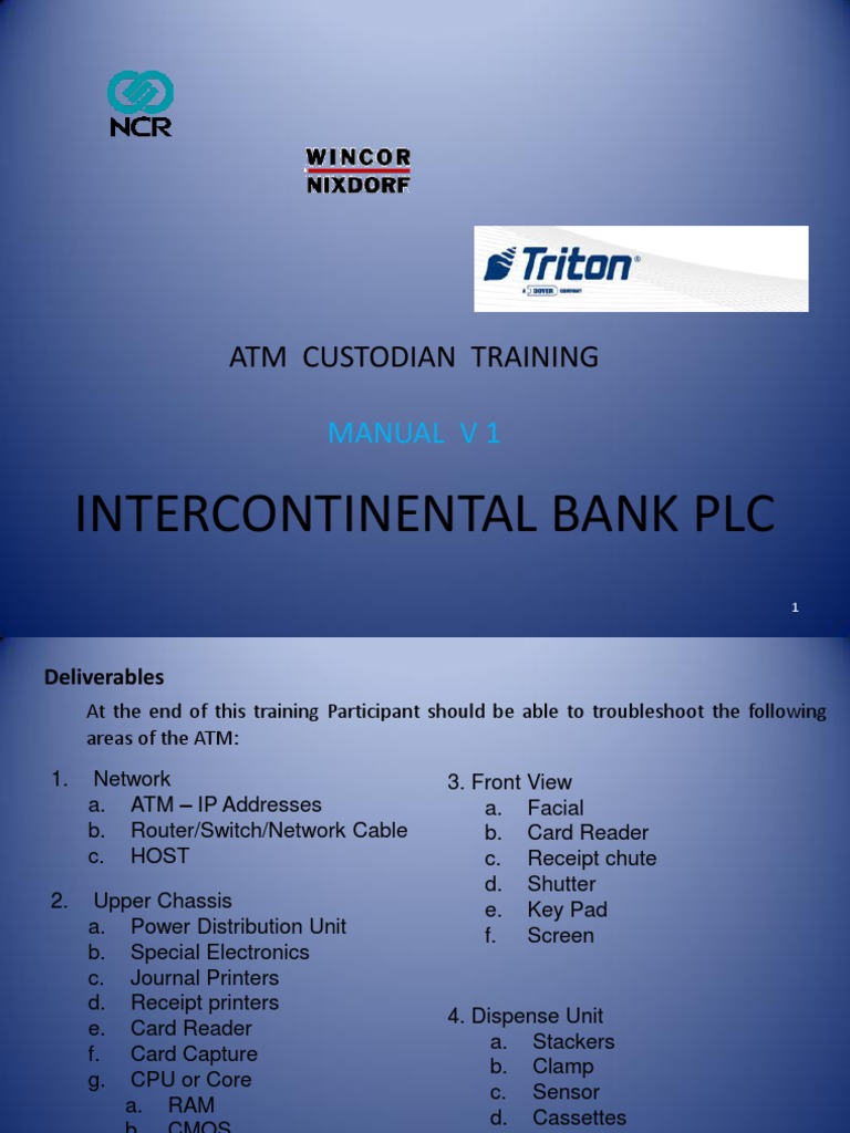 ATM Custodian Training Manual V1 | PDF | Automated Teller Machine ...