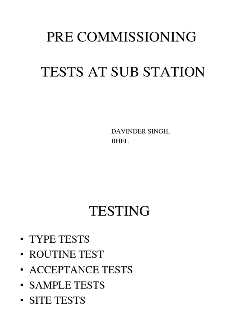 Pre-Commissioning Tests for Substation Transformers | PDF | Transformer ...