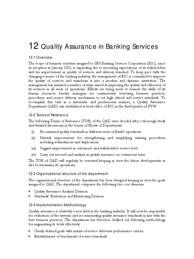 Quality Assurance in Banking Services | PDF | Quality Assurance ...