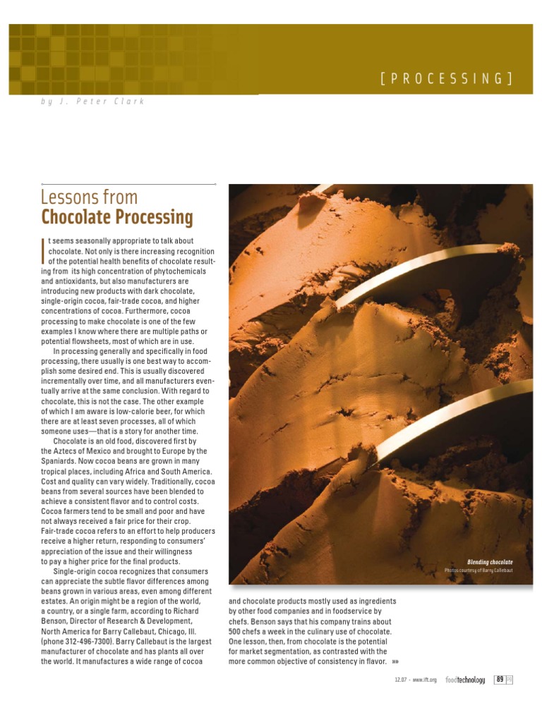 Lessons in Chocolate Processing | PDF | Chocolate | Cocoa Bean