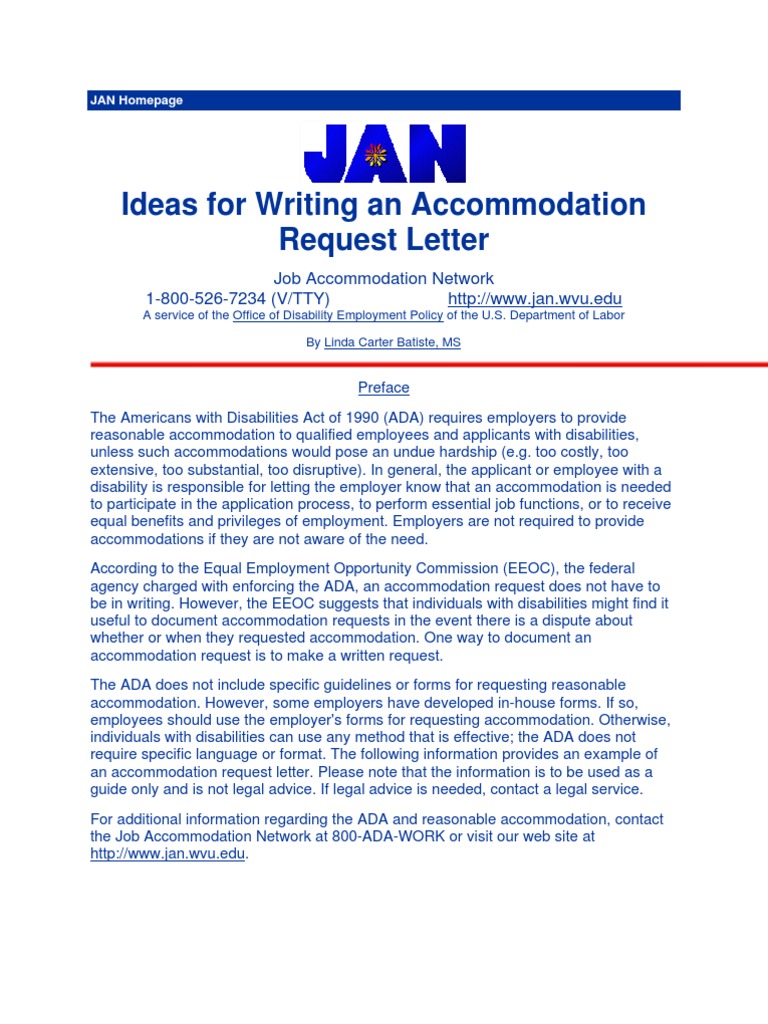 Ideas for Writing an Accommodation Request Letter | Americans With ...