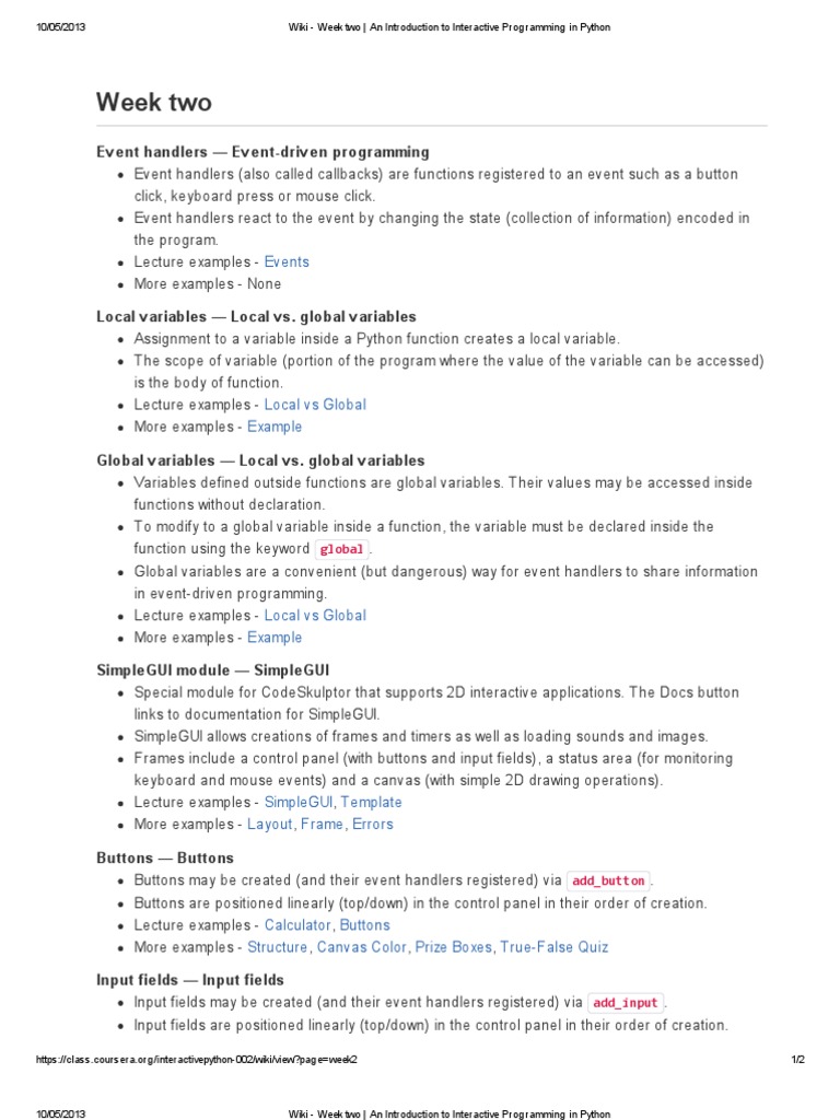 Wiki - Week Two - An Introduction To Interactive Programming in Python ...