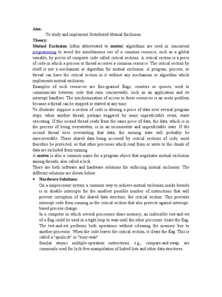 3.distributed Mutual Exclusion | PDF | Thread (Computing) | Software ... 3.distributed Mutual Exclusion | PDF | Thread (Computing) | Software ...