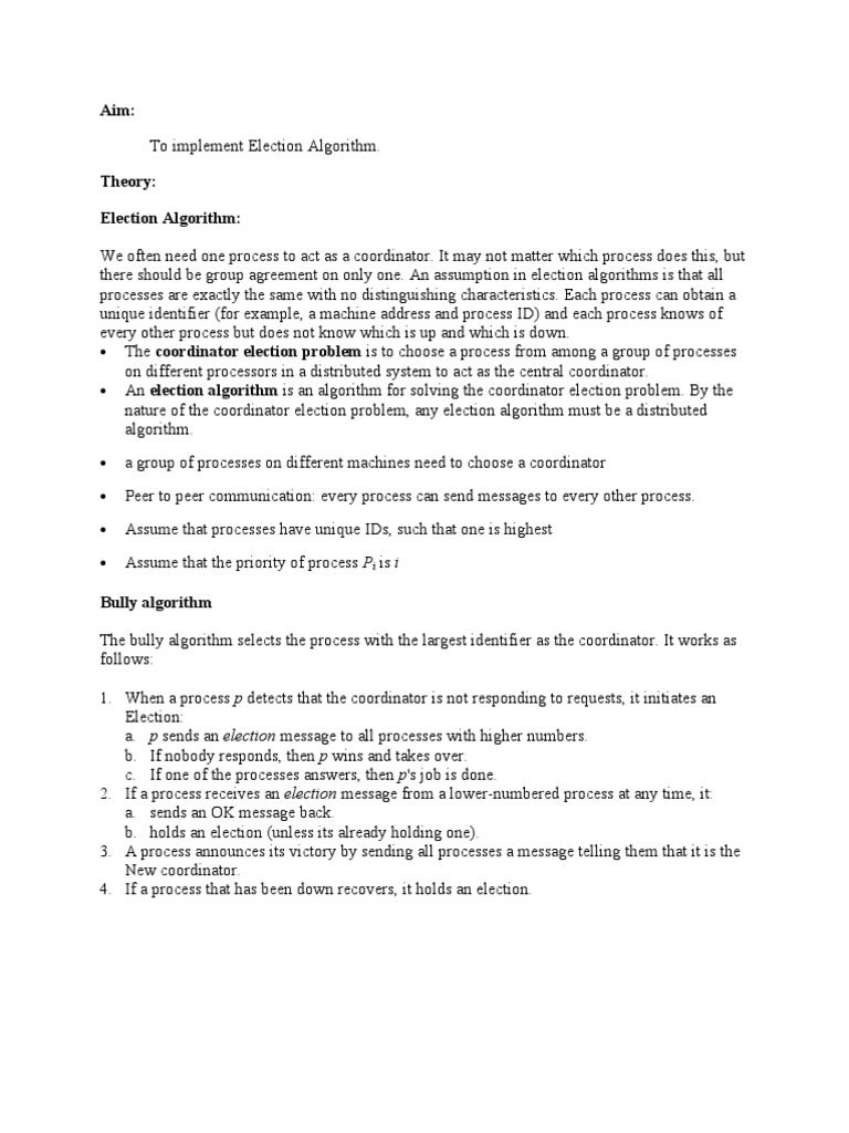 10.election Algorithm | PDF | Distributed Computing | Computer Science