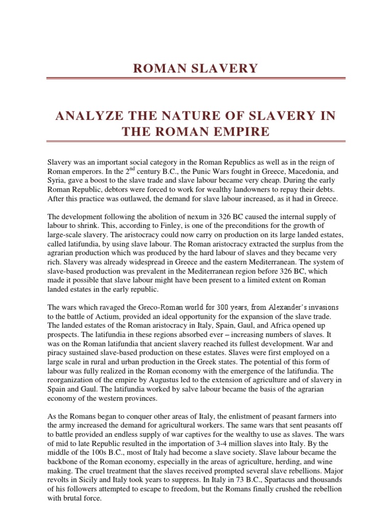 Roman Slavery | PDF | Ancient Rome | Slavery