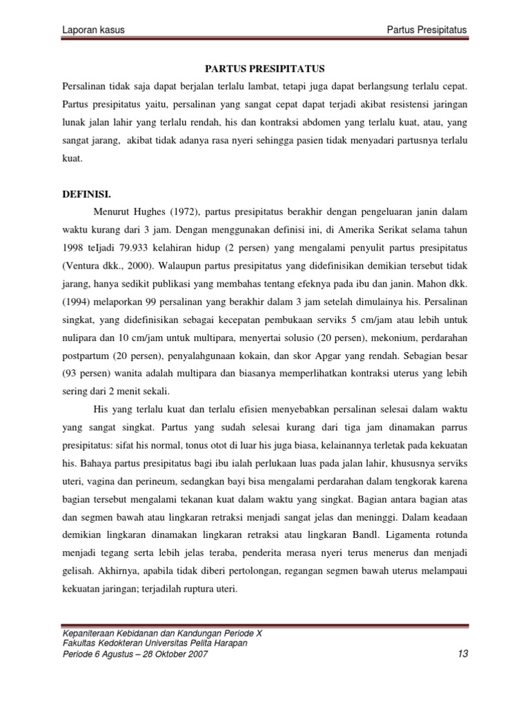 Penanganan Partus Presipitatus pada Ibu | PDF | Kesehatan Holistik ...