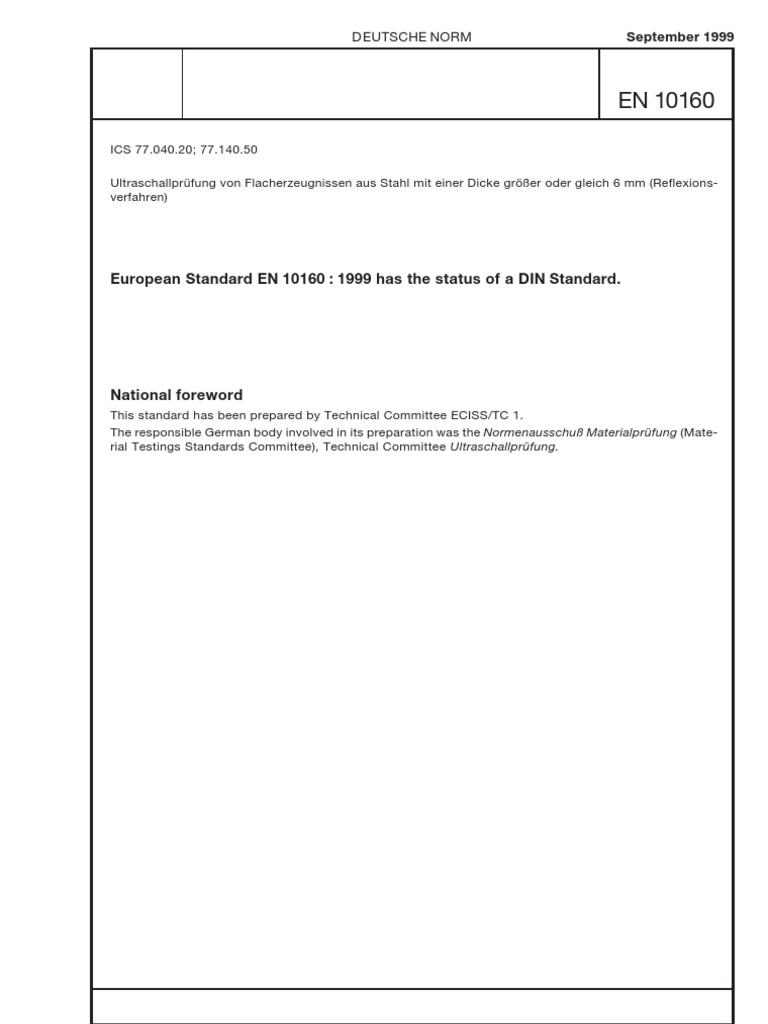 DIN EN 10160 091999-en | Europe | Politics