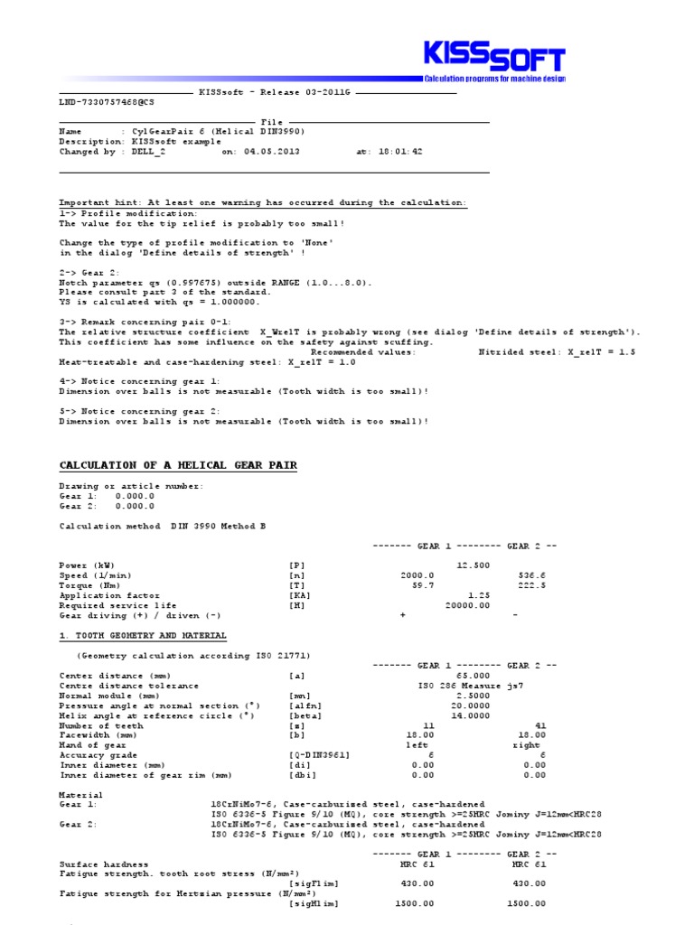 Kissoft | PDF | Gear | Strength Of Materials
