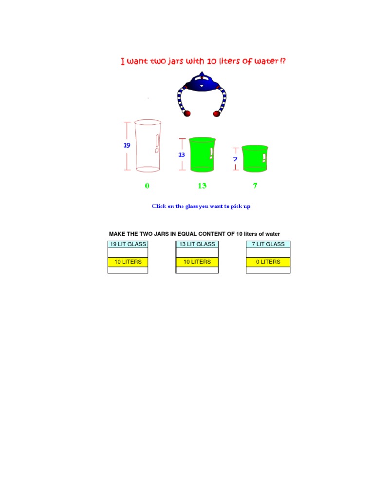 10 Liter Water Excel Game | PDF | Home & Garden | Art