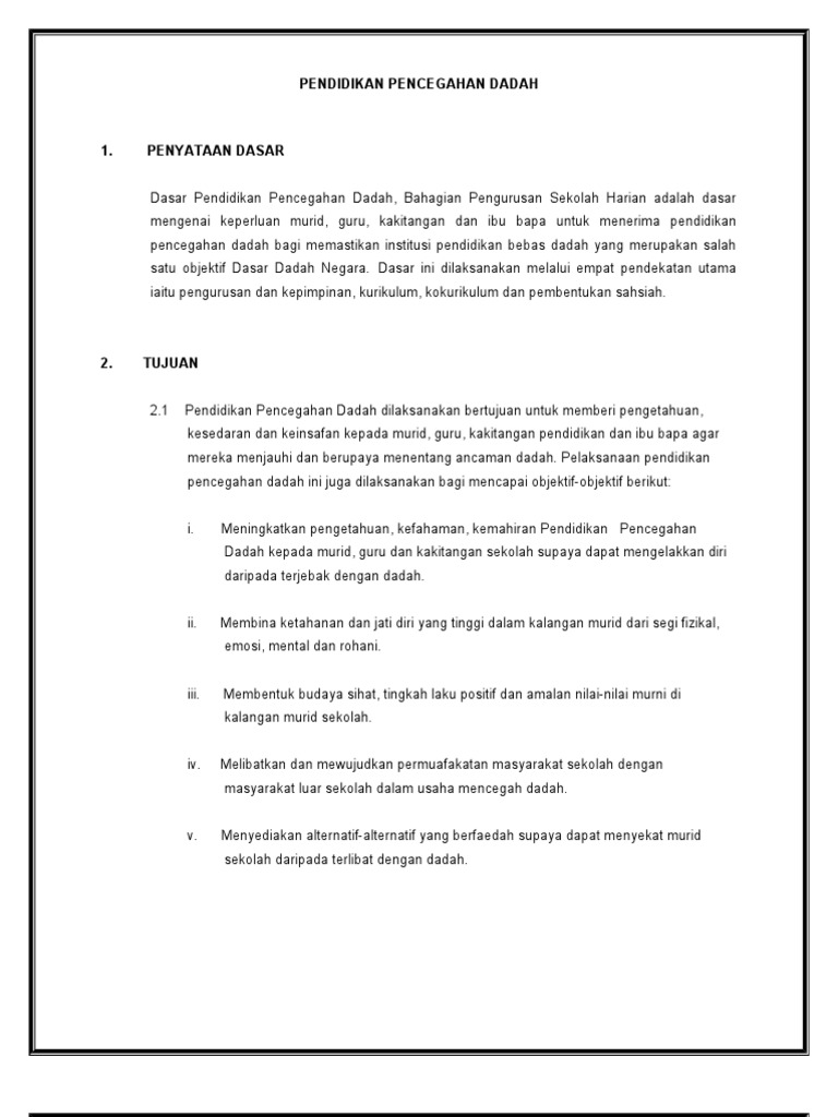 Pendidikan Pencegahan Dadah-Folio | PDF
