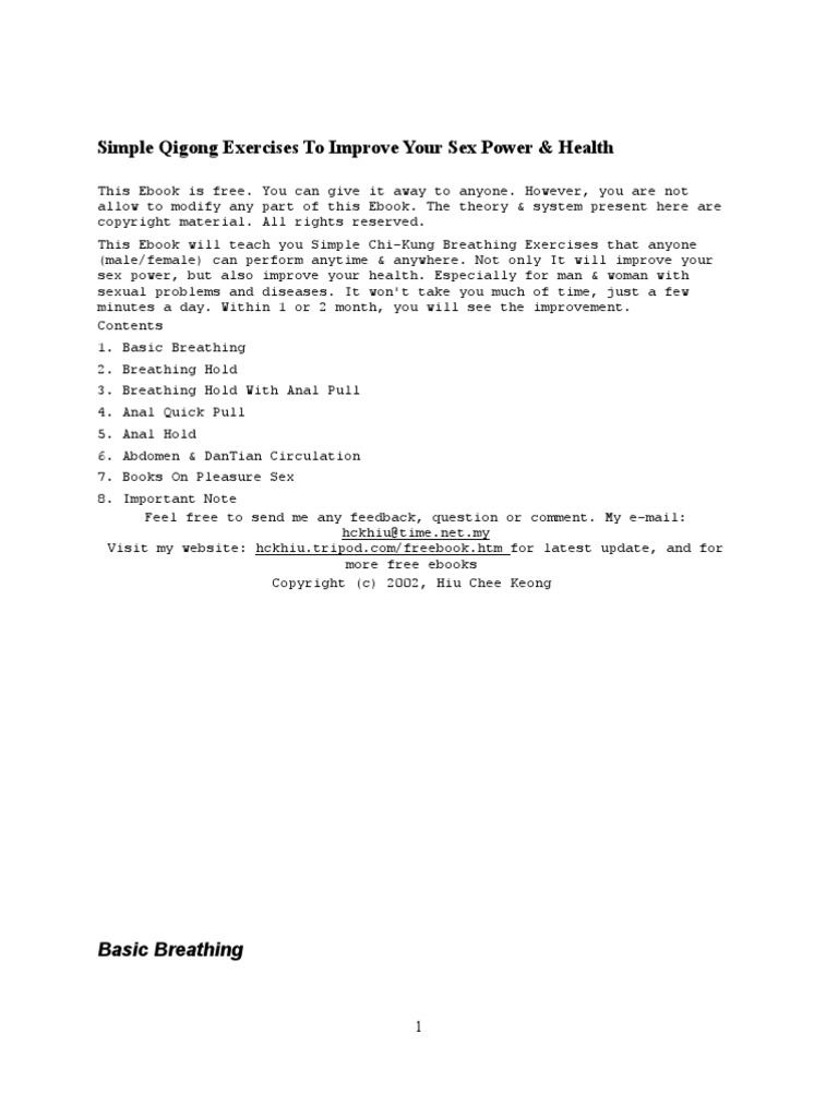 Simple Qigong Exercises To Improve Your Sex Power 8pp Pdf Qigong Breathing