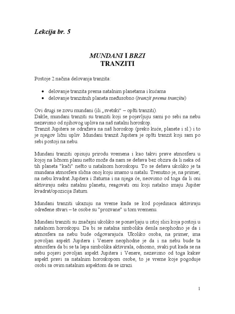 L5 - Mundani I Brzi Tranziti | PDF