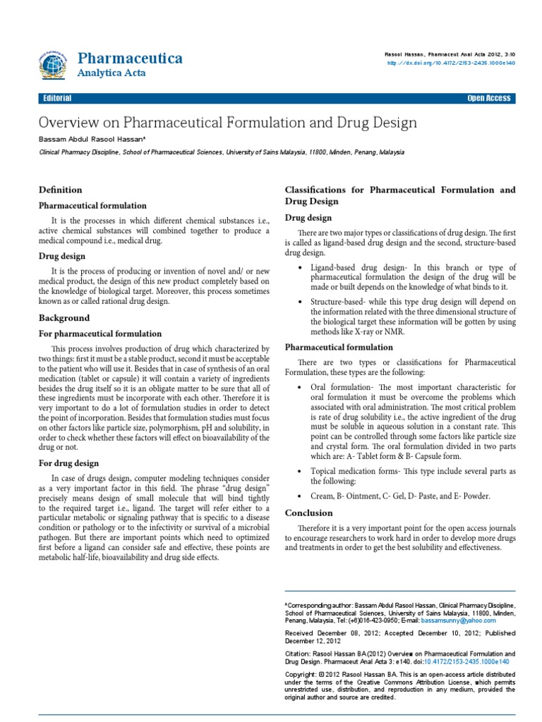 Formulation Types | Pharmaceutical Formulation | Drug Design