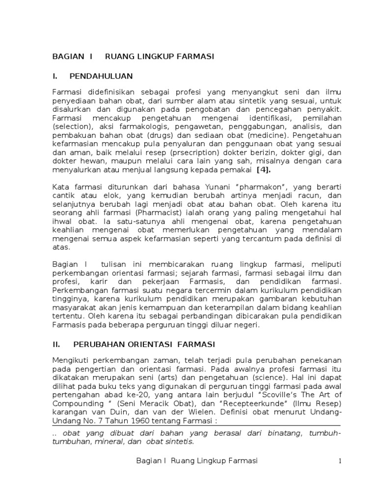 Bagian I Ruang Lingkup Farmasi | PDF | Pengembangan Diri | Kesehatan ...