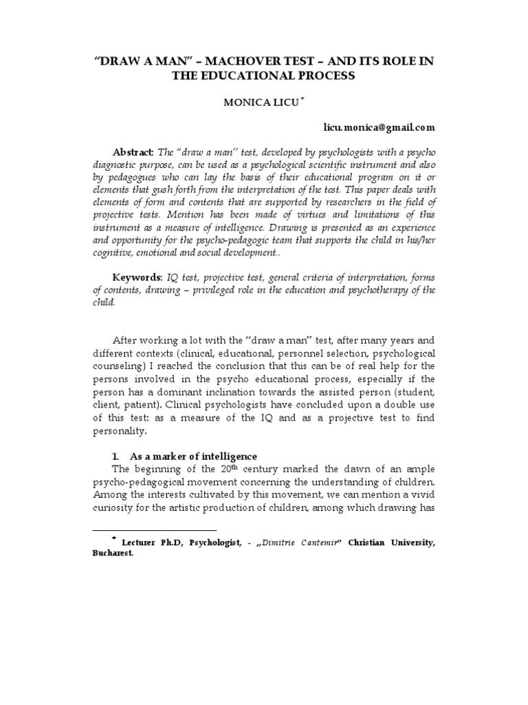"Machover Test in Education" | PDF | Emotions | Intelligence Quotient