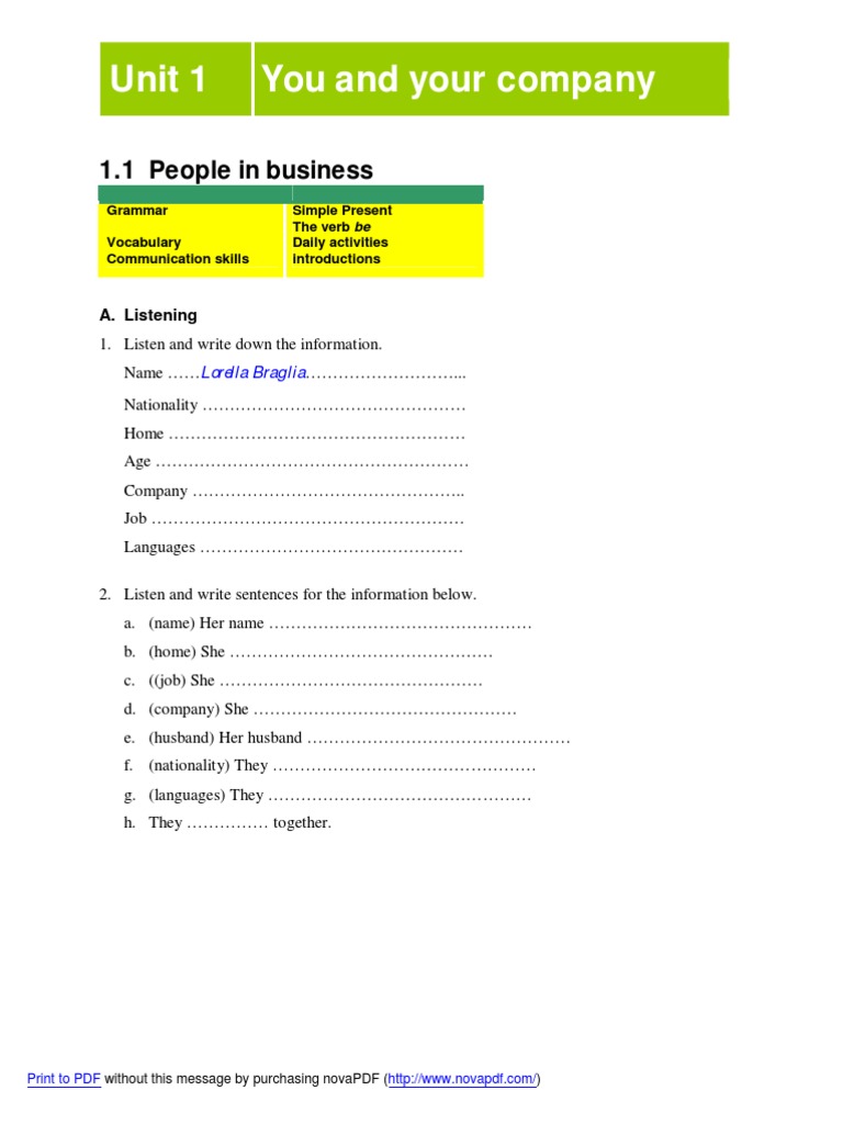 You and Your Company: Basics of Business | PDF | Linguistics | Grammar