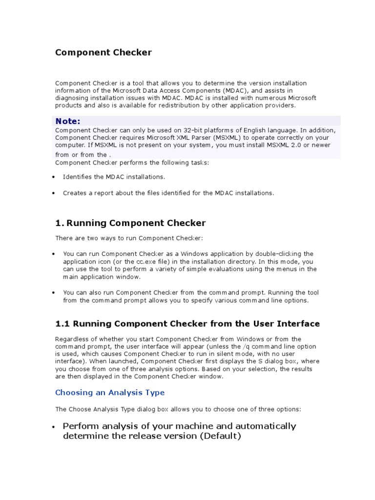 1.1 Running Component Checker From The User Interface | Download Free ...