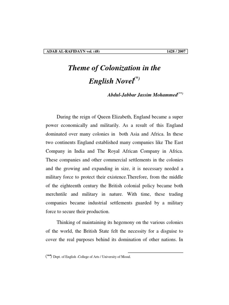 Colonization Themes in English Novels | PDF | Joseph Conrad | Colonialism