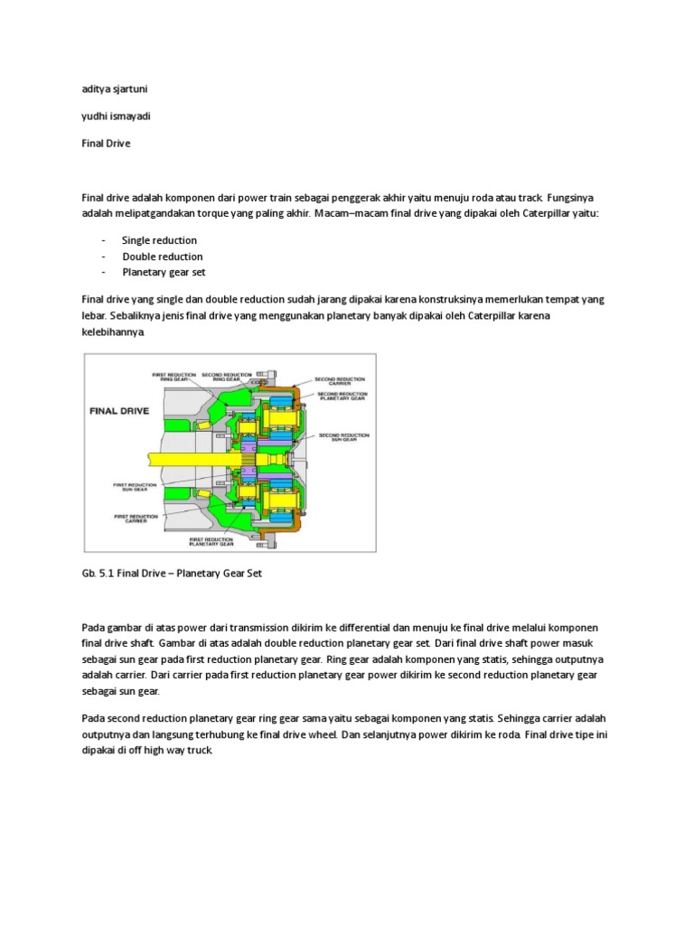 Komponen dan Fungsi Final Drive Caterpillar | PDF