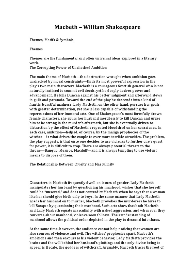 Themes and Motifs in Macbeth | PDF | Macbeth | Shakespearean Tragedies