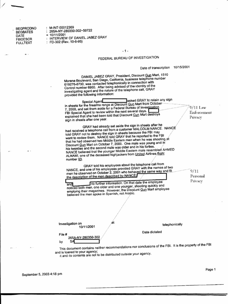 T7 B11 - FBI 302 - Gun and Flight and United and 93 FDR - Entire ...