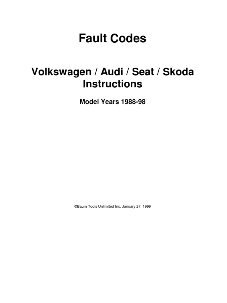 Códigos de Averías para VW Desde 1989 A 1999 Ingles | PDF | Throttle ...