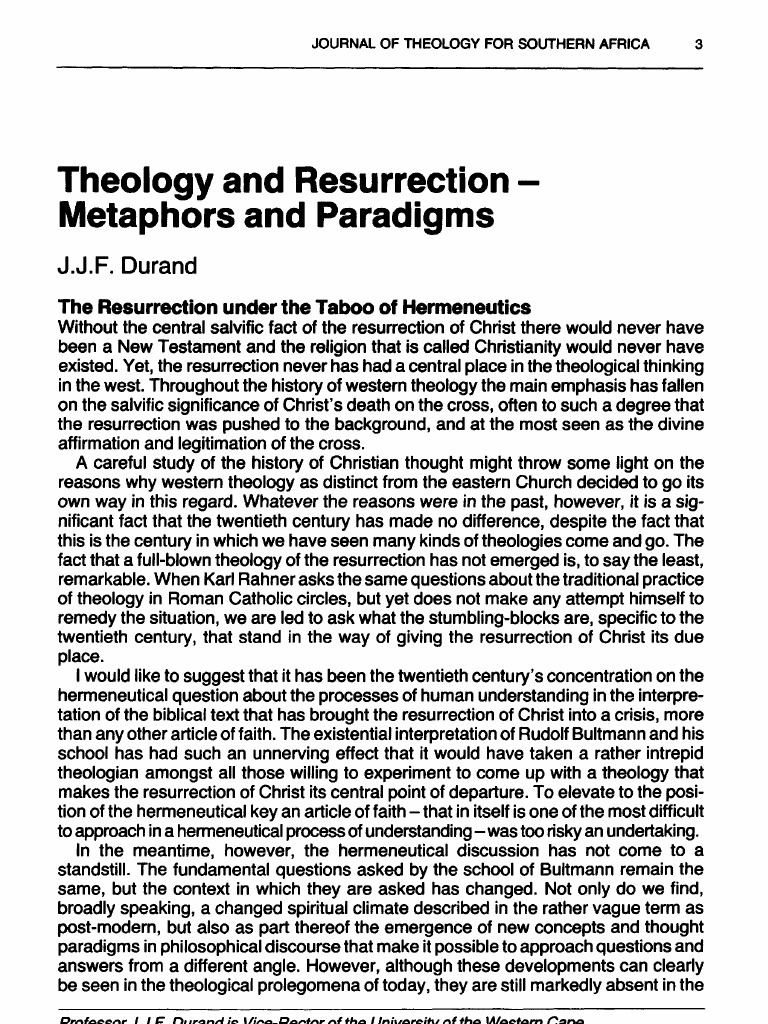 Theology & Res. - Metaphors and Paradigms | PDF | Resurrection Of Jesus ...
