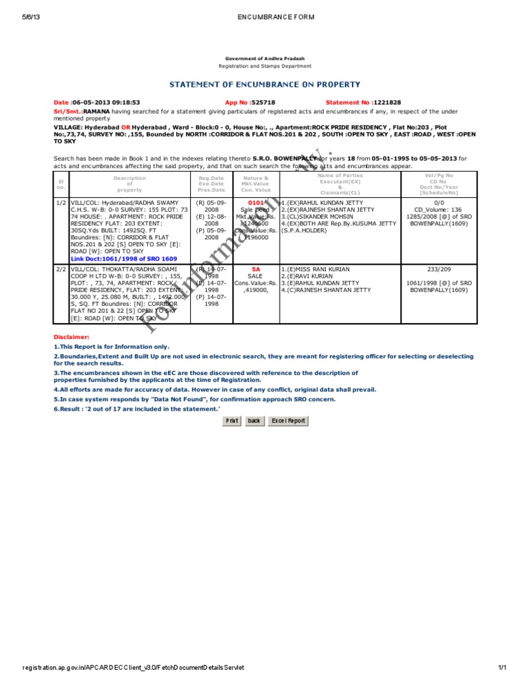 Encumbrance Form PDF | PDF | Property Law | Common Law