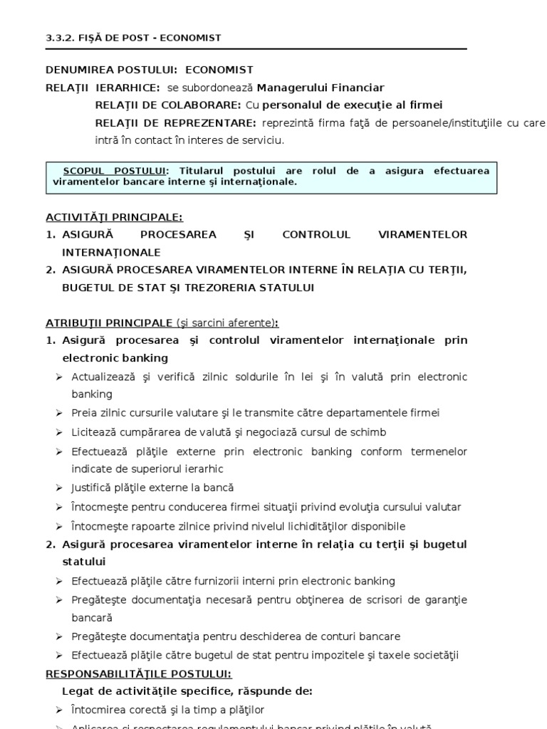 3.3.2. Fisa de Post - Economist | PDF