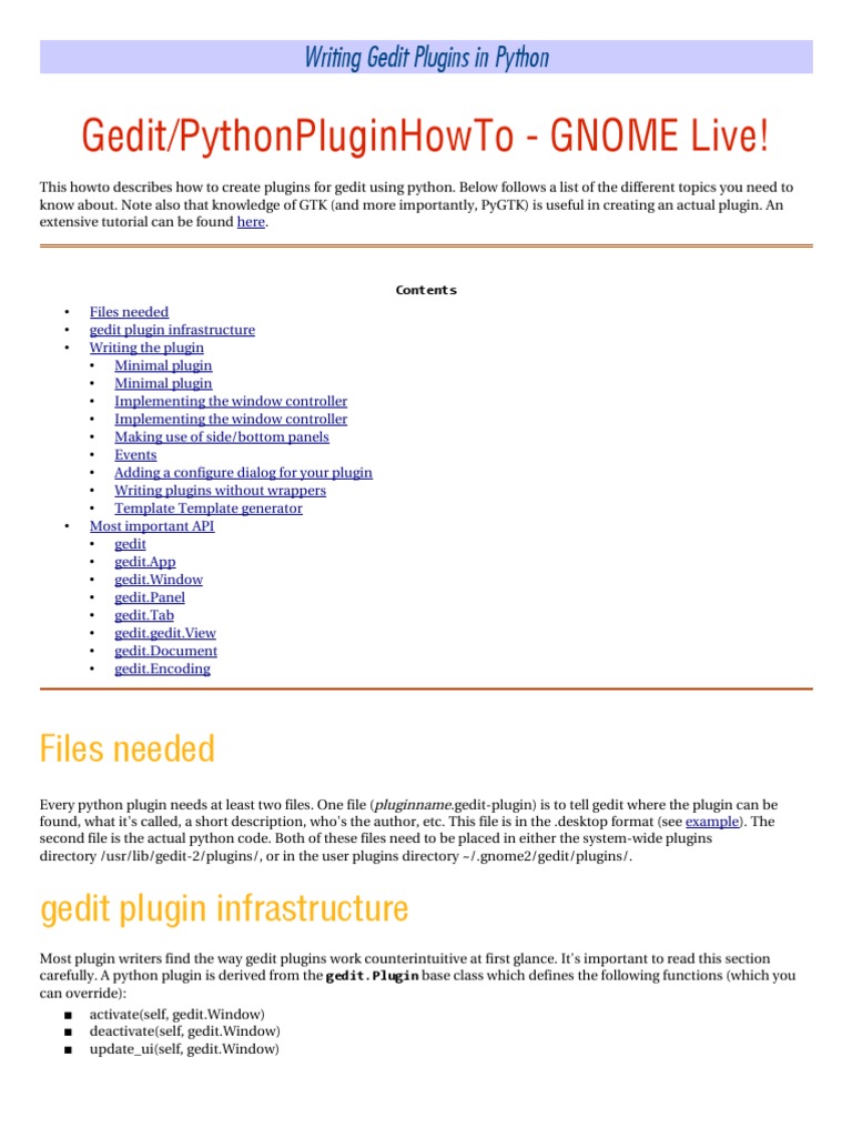 Gedit Plugins Howto Pdf Pdf Python Programming Language Application Programming Interface