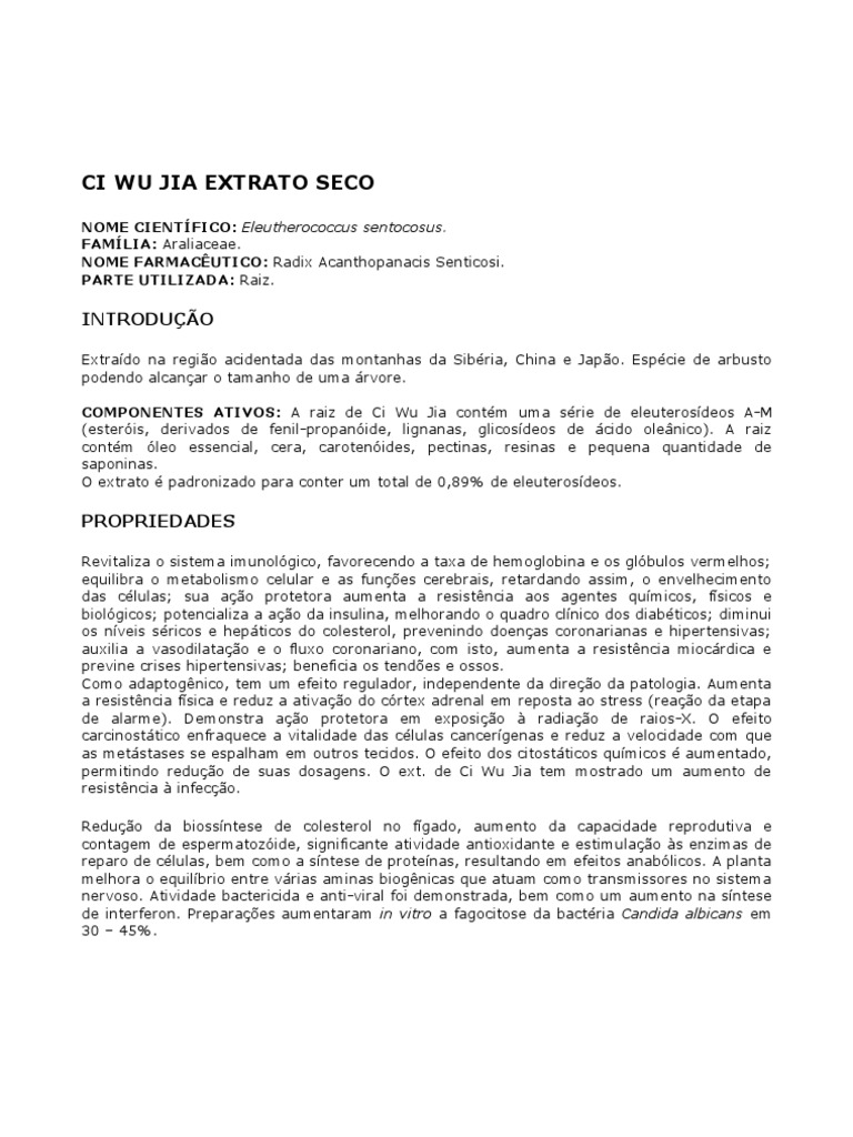 Ci Wu Jia Extrato Seco | PDF | Colesterol | Câncer