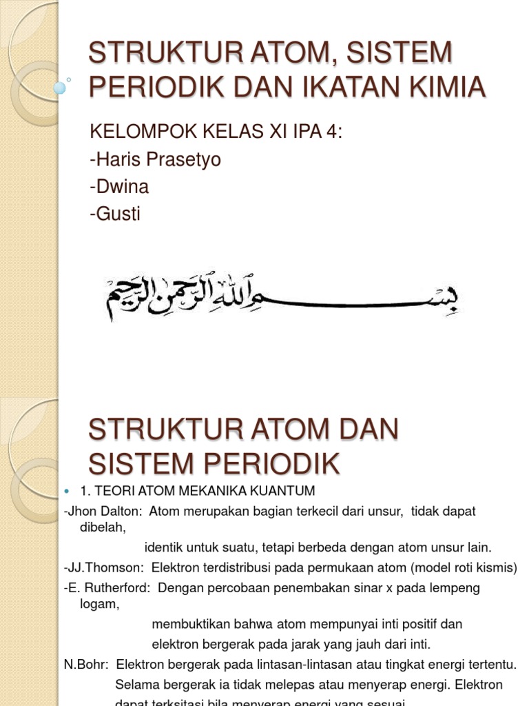 Struktur Atom, Sistem Periodik Dan Ikatan Kimia | PDF | Metode & Bahan Ajar | Sains & Matematika