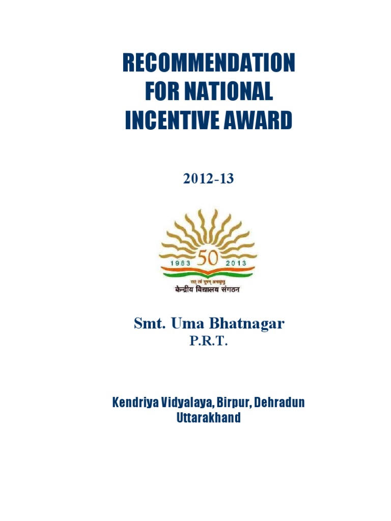 Form For Incentive Award | PDF | Teachers | Textbook