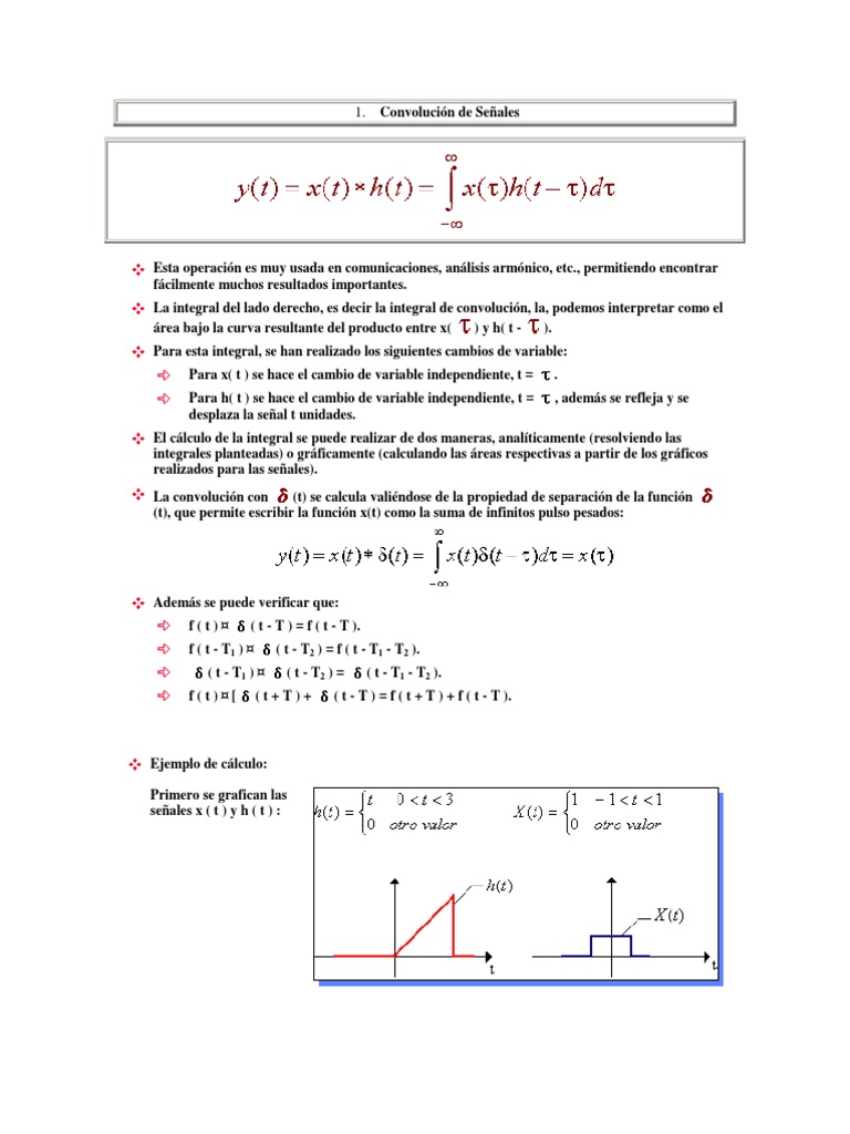 Convolución de Señales: Teoremas y Propiedades | PDF | Circunvolución ...