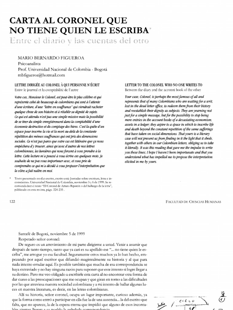 Carta Al Coronel Que No Tiene Quien Le Escriba | PDF
