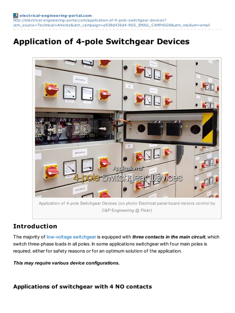 Application of 4 Pole Switchgear Devices | PDF | Alternating Current ...