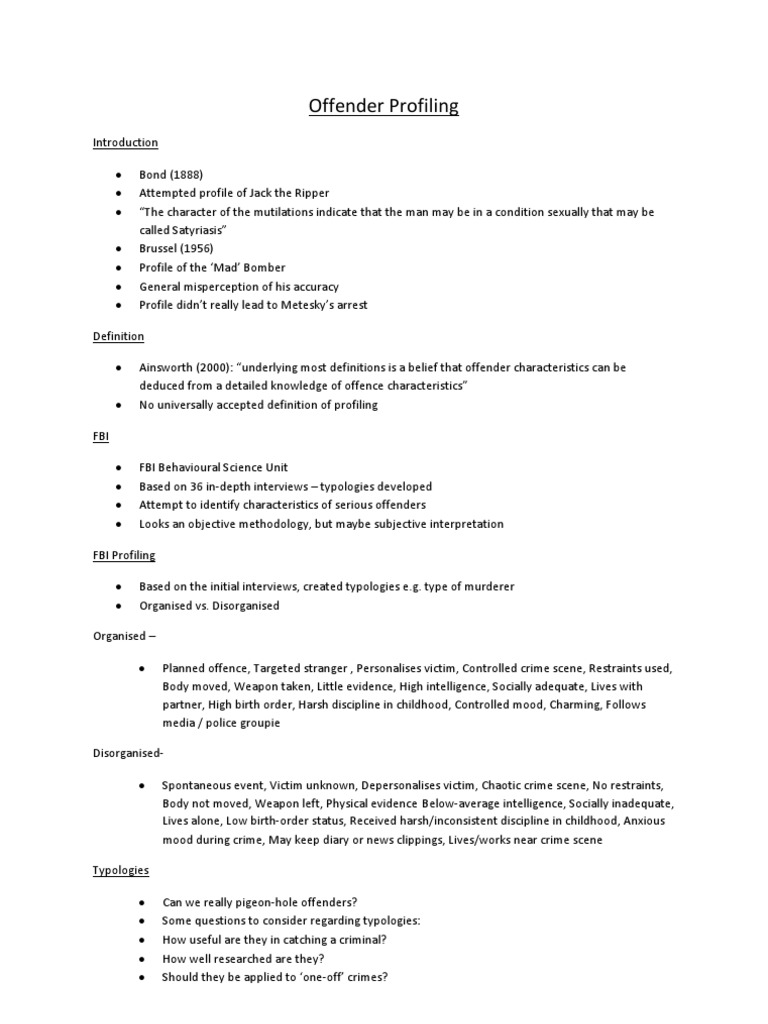 Offender Profiling | PDF | Offender Profiling | Criminal Justice