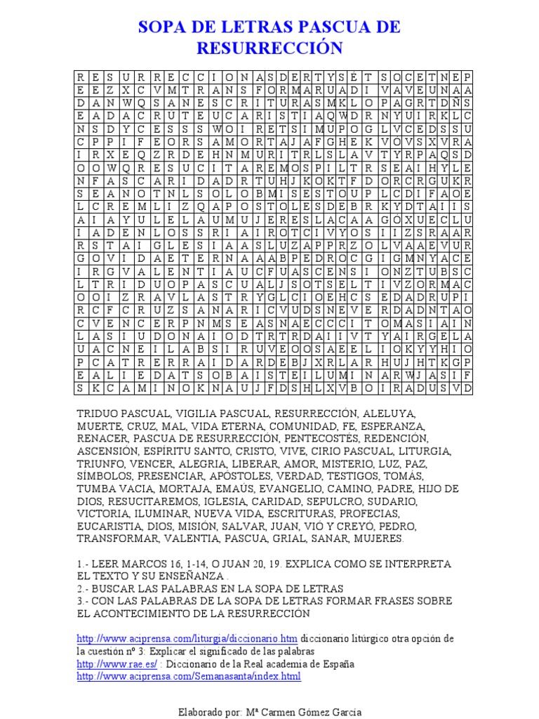 Sopa De Letras De Pascua Cristiana Para Imprimir