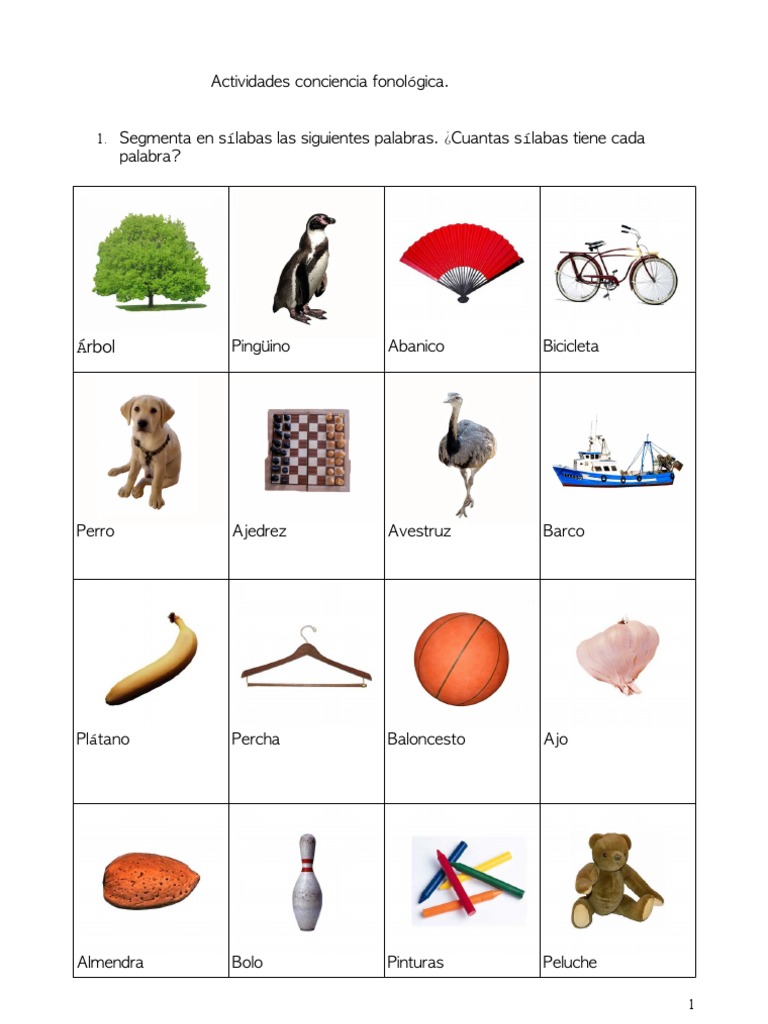 Actividades conciencia fonológica.: Á rbol