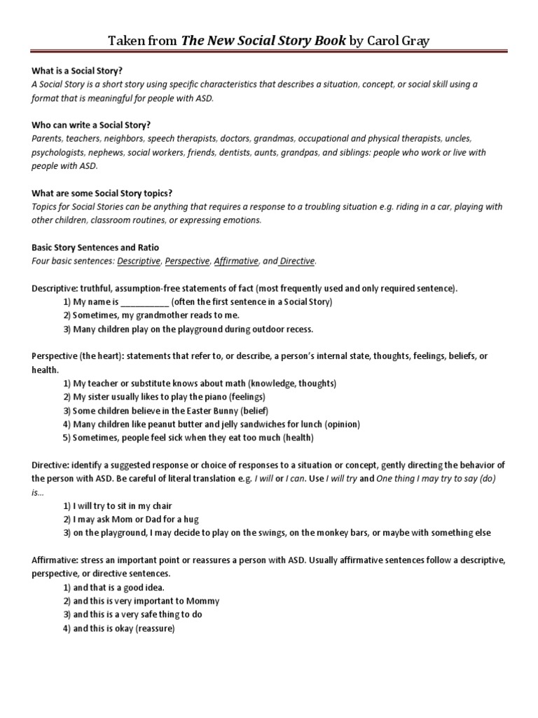 What Is A Social Story. | PDF | Emotions | Psychotherapy