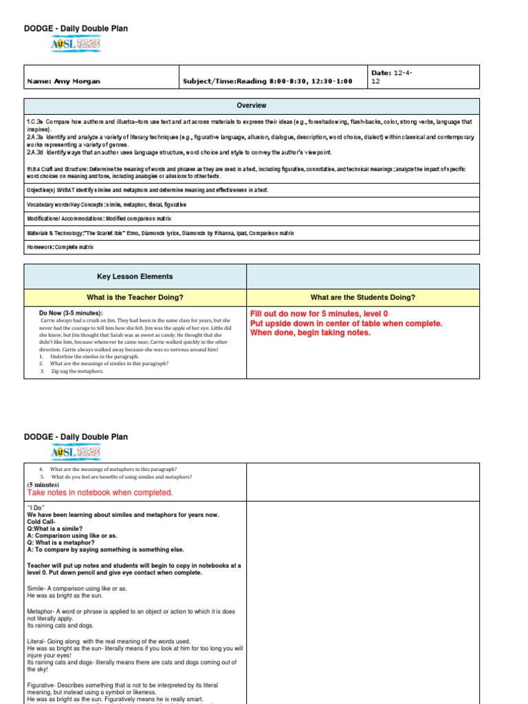 Simile Metaphor: Rihanna and The Scarlet Ibis | PDF